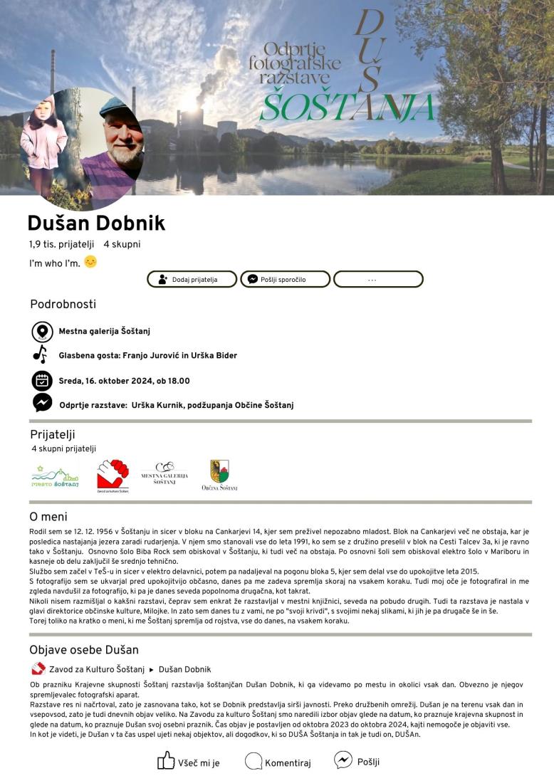 Odprtje fotografske razstave - Dušan Dobnik - sostanj.si